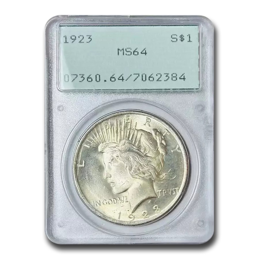 1923 Peace Dollar MS-64 PCGS (Old Rattler Holder)