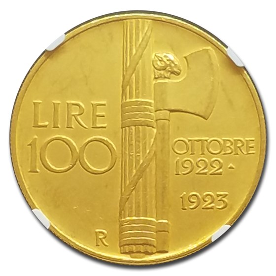 Buy 1923-R Italy Gold 100 Lire Vittorio Emanuele III MS-61 Matte NGC ...