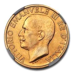 Buy 1923-R Italy Gold 20 Lire Emanuele III MS-64 | APMEX