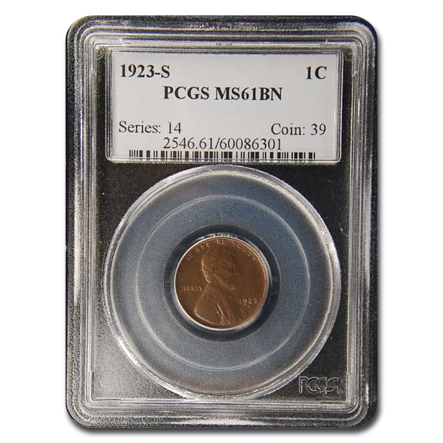 1923-S Lincoln Cent MS-61 PCGS (Brown)