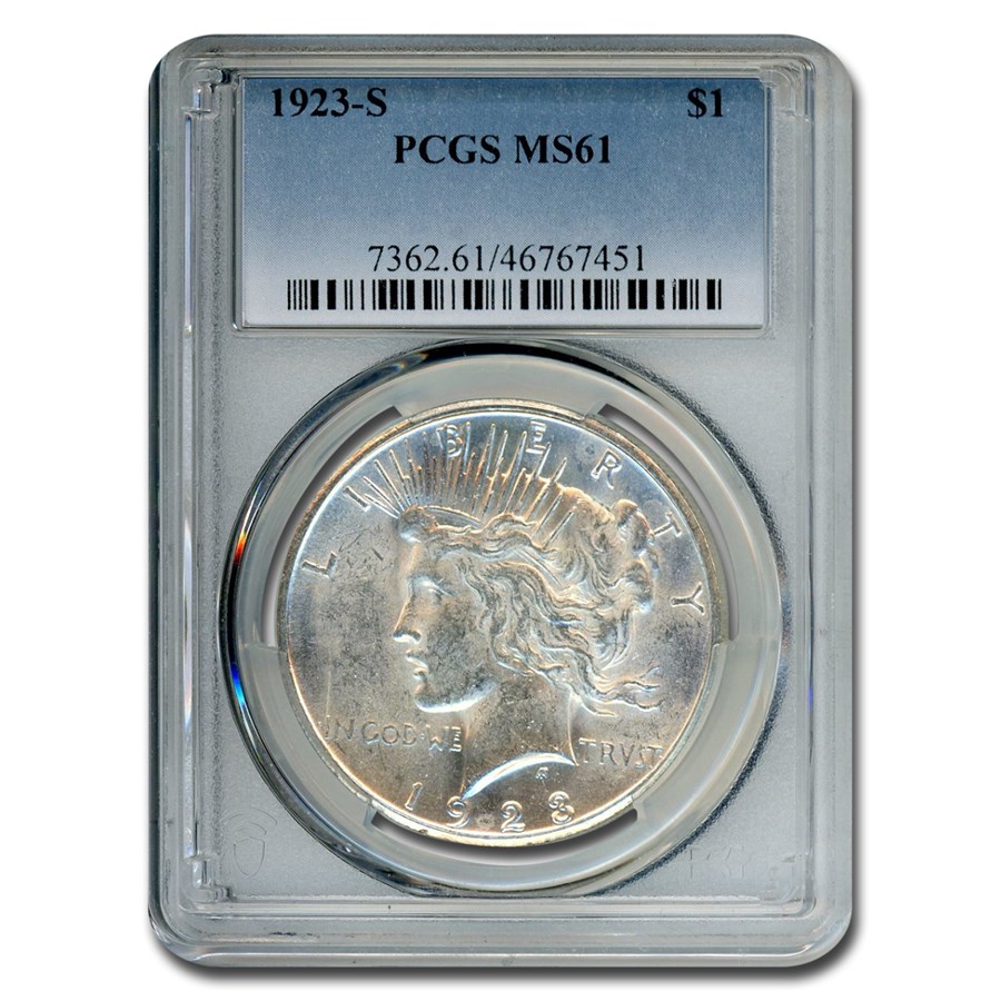 1923-S Peace Dollar MS-61 PCGS