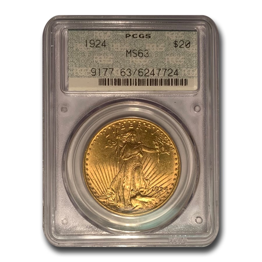 Buy 1924 $20 St Gaudens Gold Double Eagle MS-63 PCGS (Doily Label) | APMEX
