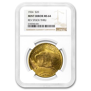 Buy 1924 $20 St Gaudens Gold Double Eagle MS-64 NGC (Mint Error) | APMEX