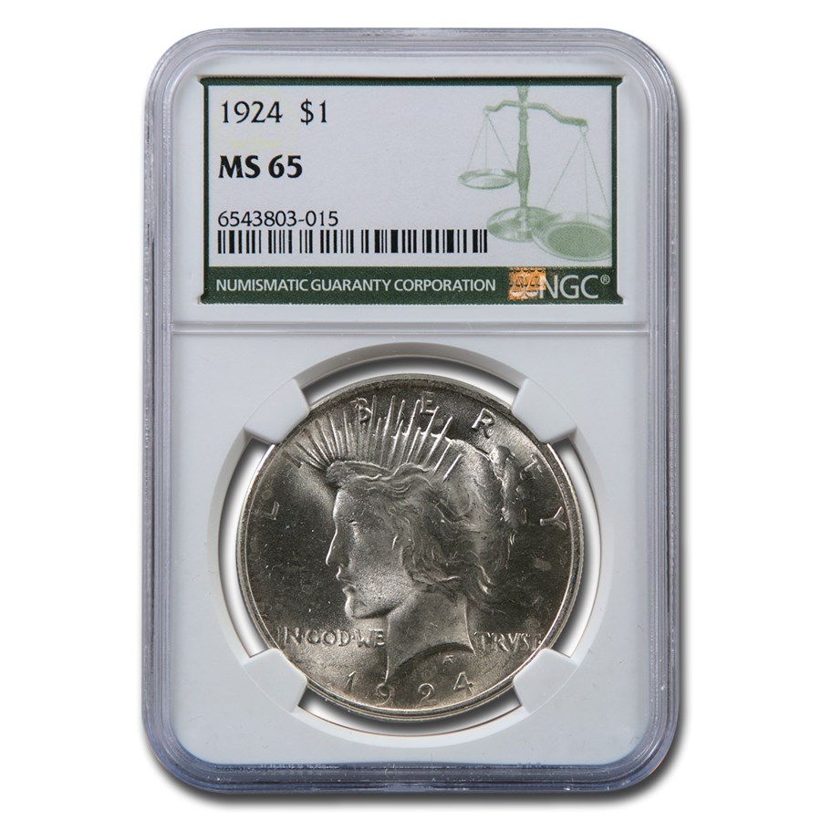 Buy 1924 Peace Dollar MS-65 NGC (Green Label) | APMEX
