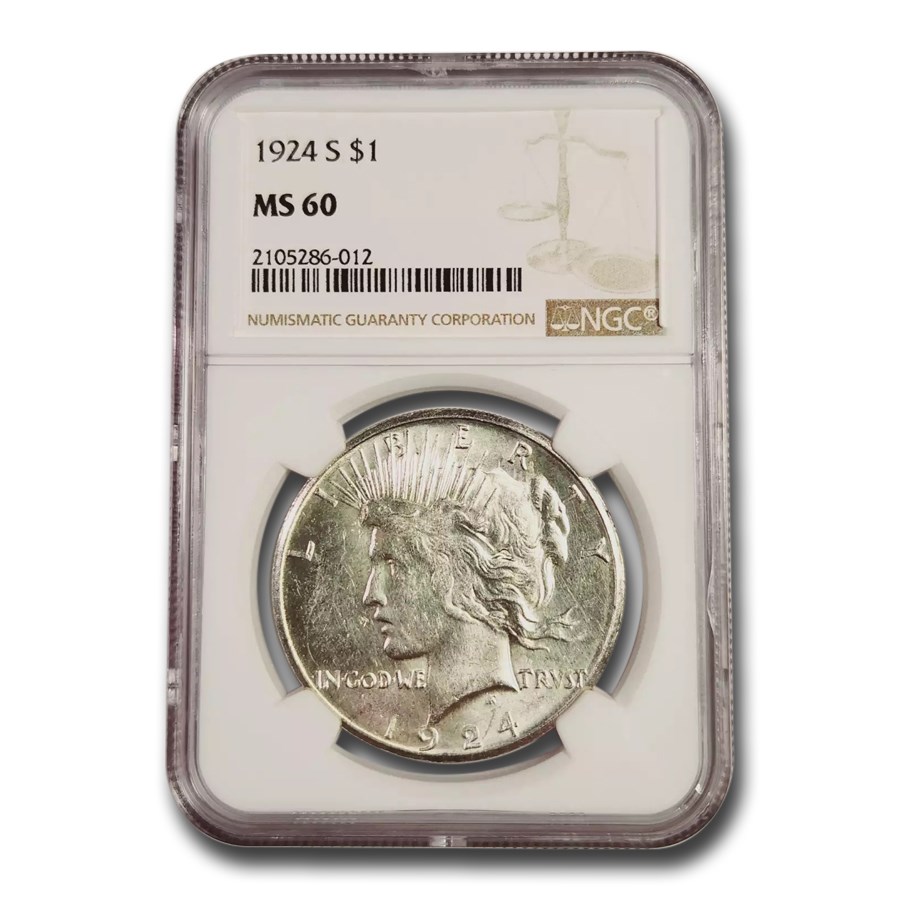 Buy 1924-S Peace Dollar MS-60 NGC | APMEX
