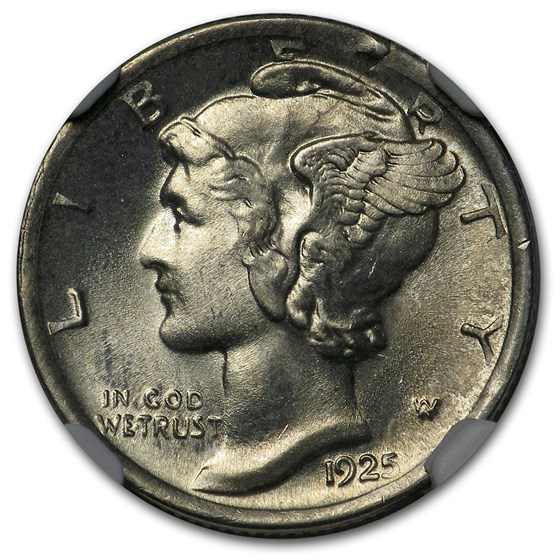 Buy 1925-D Mercury Dime MS-64 NGC (FB) | APMEX