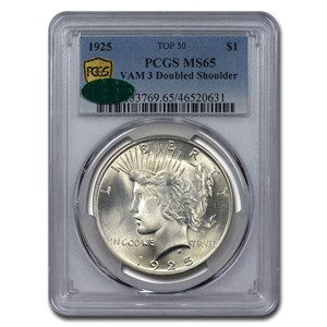 Buy 1925 Peace Dollar MS-65 PCGS CAC (VAM-3 Doubled Star, Top-50) | APMEX
