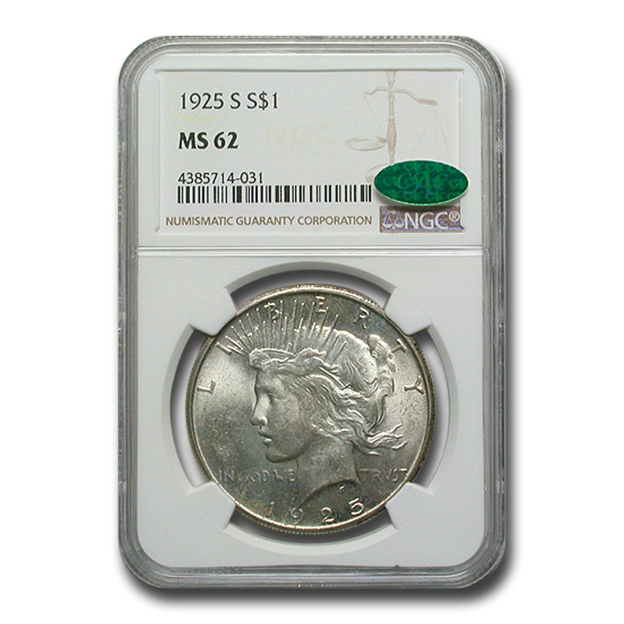 1925-S Peace Dollar MS-62 NGC CAC