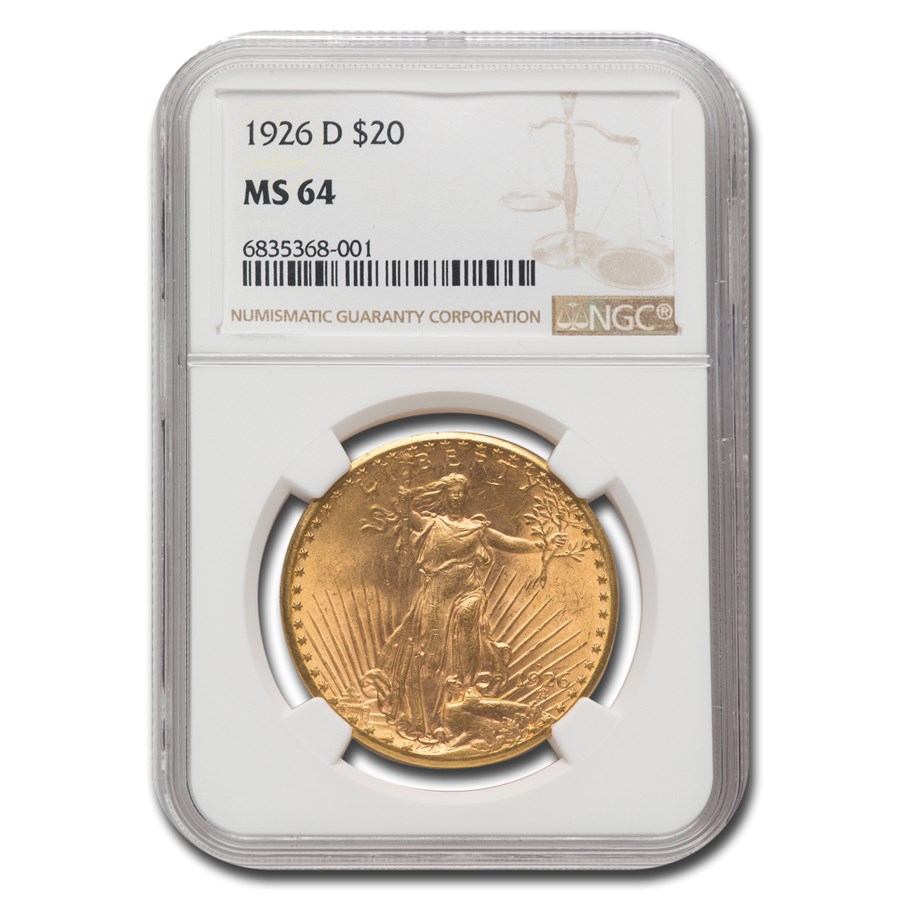 Buy 1926-D $20 St Gaudens Gold Double Eagle MS-64 NGC | APMEX