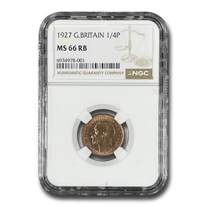 1927 Great Britain Farthing George V MS-66 NGC (Red/Brown)