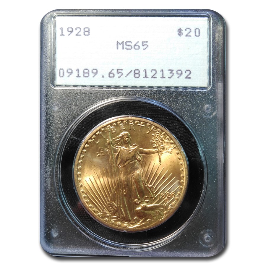 Buy 1928 $20 St Gaudens Gold Double Eagle MS-65 PCGS (Rattler) | APMEX