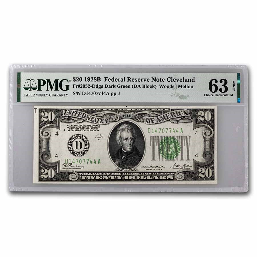 Buy 1928-B (D-Cleveland) $20 FRN CH CU-63 EPQ PMG (Fr#2052-D) | APMEX