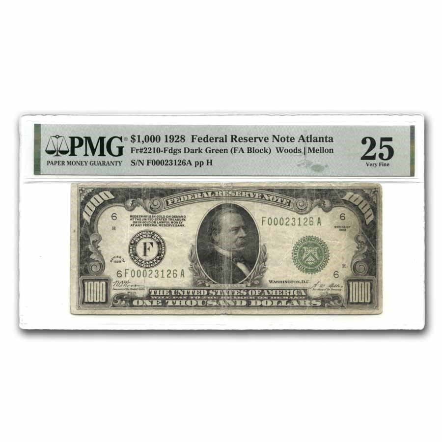 1928 (F-Atlanta) $1,000 FRN VF-25 PMG (Fr#2210-F)