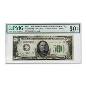 Buy 1928 (J-Kansas City) $500 FRN VF-30 EPQ PMG (Fr#2200-J) | APMEX