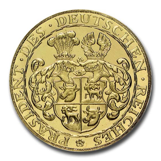 Buy 1928 Weimar Republic Gold Medallic 20 Marks PF-68 NGC (UCAM) | APMEX