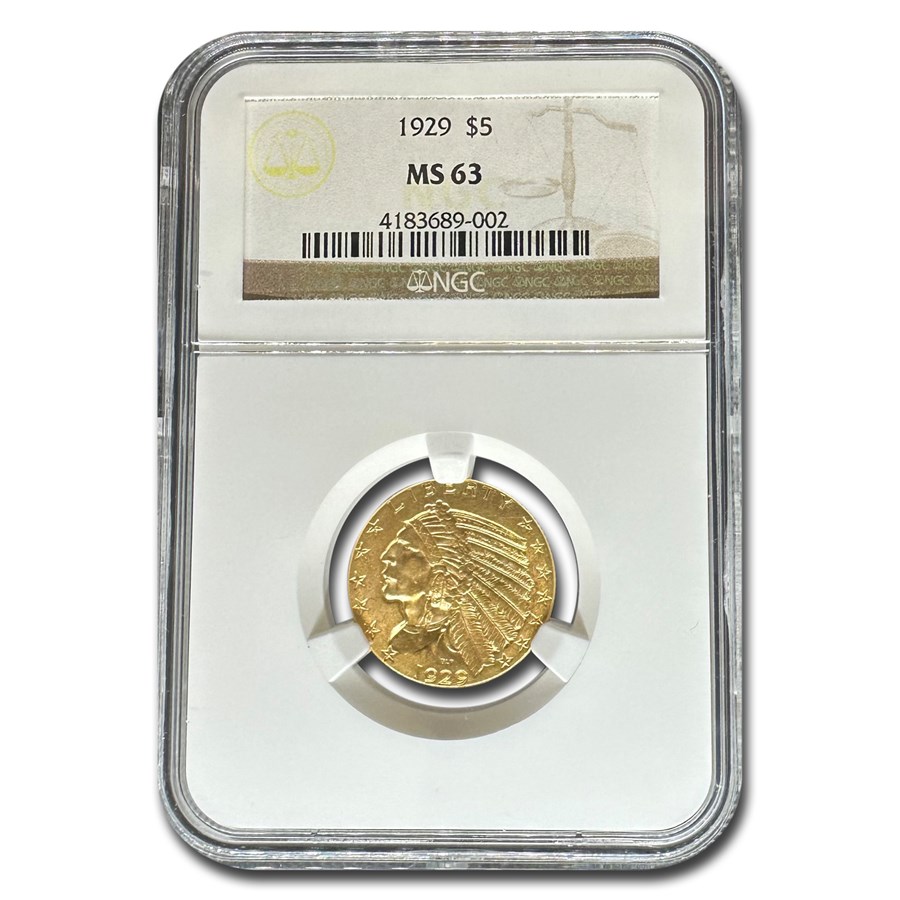 Buy 1929 $5 Indian Gold Half Eagle MS-63 NGC | APMEX