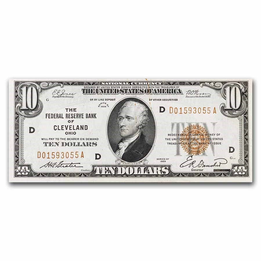 Buy 1929 (D-Cleveland) $10 Brown Seal FRBN XF (Fr#1860-D) Details | APMEX
