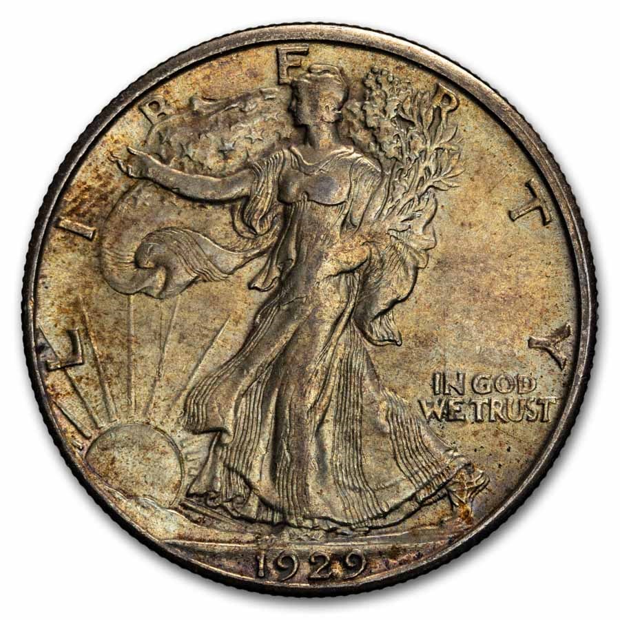 1929-D Walking Liberty Half Dollar BU (Toned)