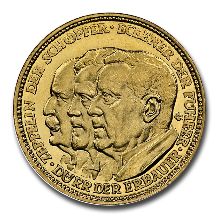 1929 Germany Weimar Republic Gold Zeppelin Medal PF-67 Cameo NGC