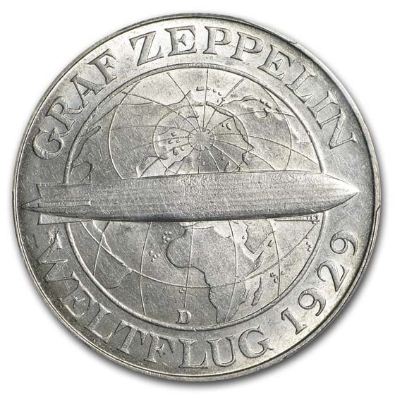 Buy 1930-D Germany Silver 5 Reichsmarks Graf Zeppelin MS-63 PCGS | APMEX