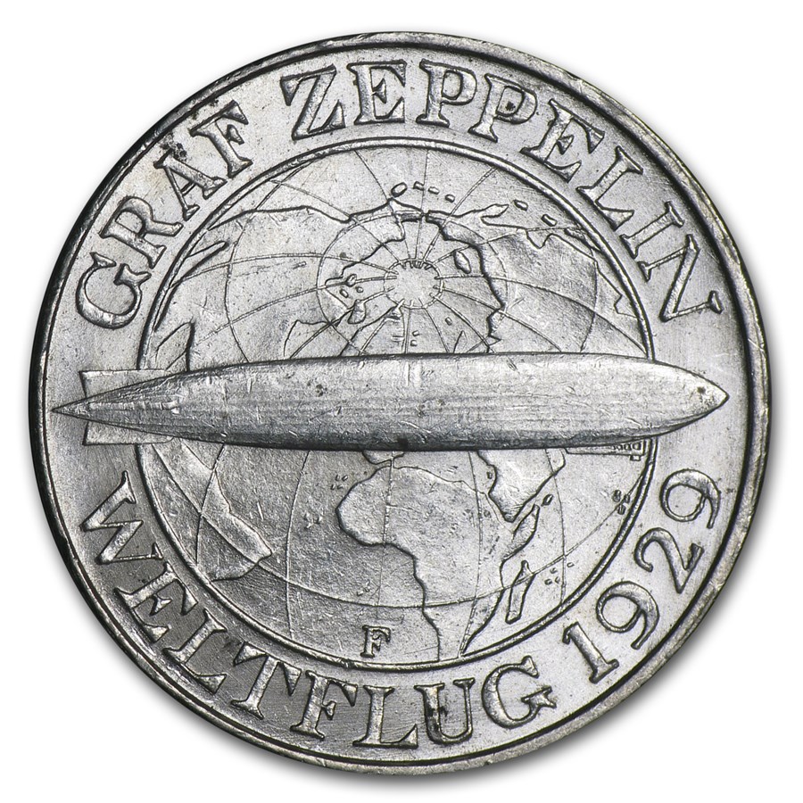 Buy 1930 Germany Silver 3 Reichsmarks Graf Zeppelin AU Details | APMEX