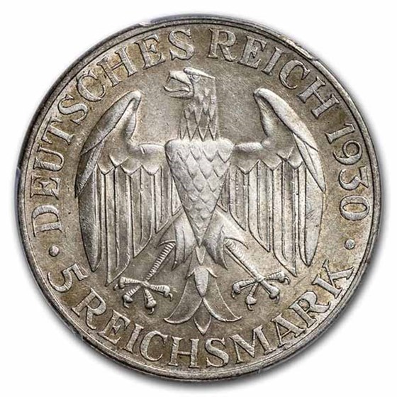 Buy 1930 Germany Silver 5 Reichsmarks Graf Zeppelin AU-55 PCGS | APMEX
