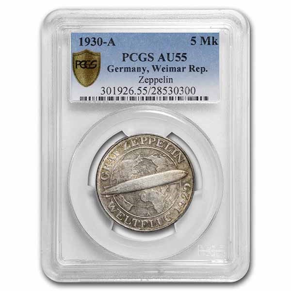 Buy 1930 Germany Silver 5 Reichsmarks Graf Zeppelin AU-55 PCGS | APMEX