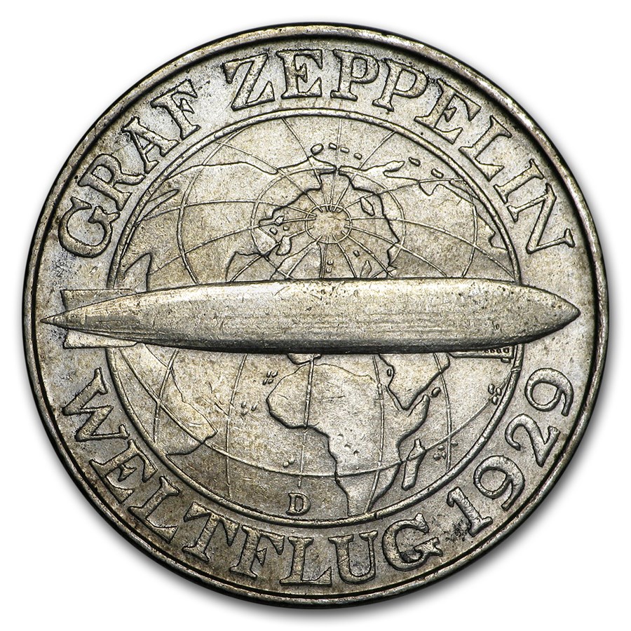 Buy 1930 Germany Silver 5 Reichsmarks Graf Zeppelin AU | APMEX
