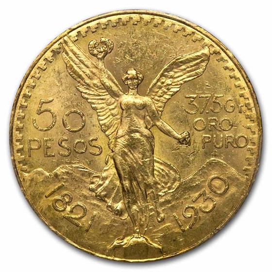 Buy 1930 Mexico Gold 50 Pesos MS-62 PCGS (Carson City Cache) | APMEX