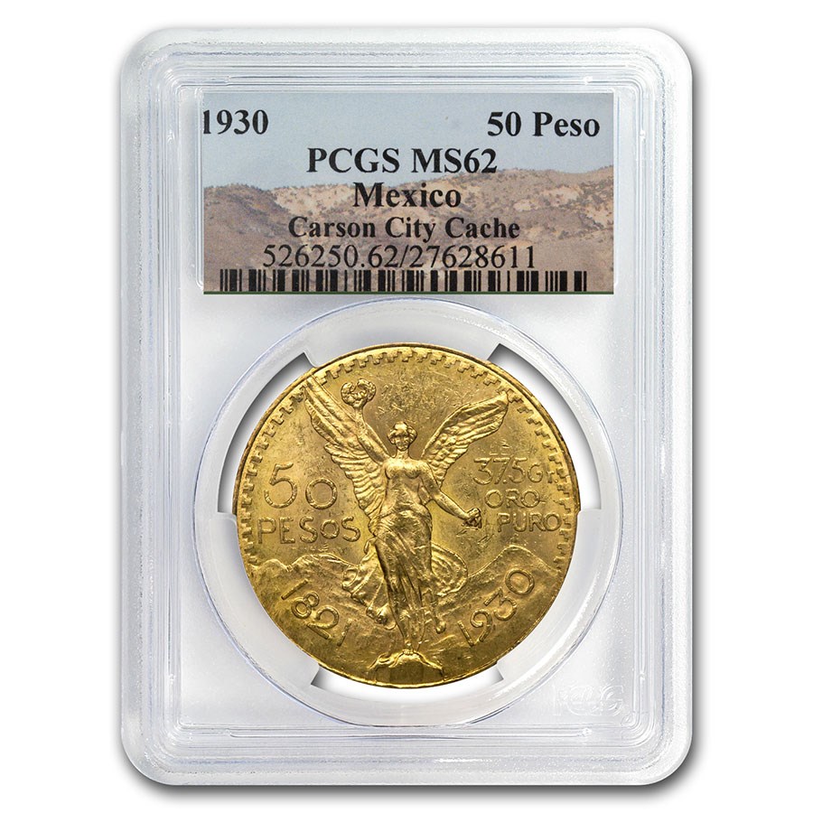 Buy 1930 Mexico Gold 50 Pesos MS-62 PCGS (Carson City Cache) | APMEX