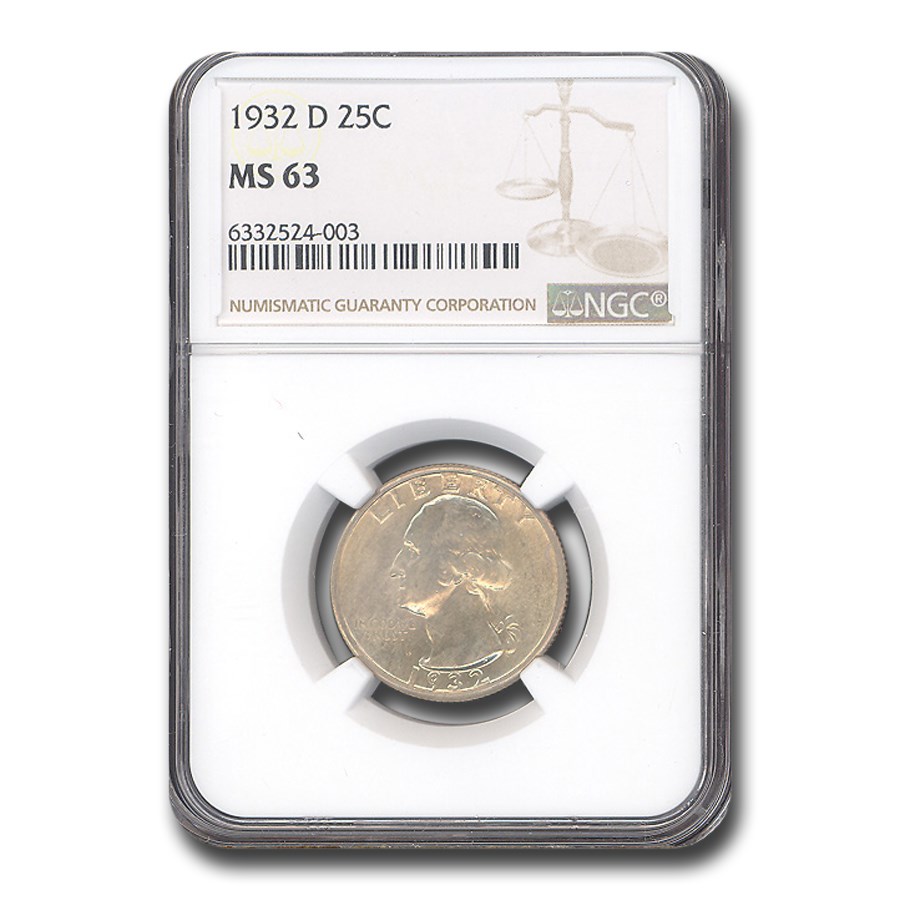 Buy 1932-D Washington Quarter MS-63 NGC | APMEX