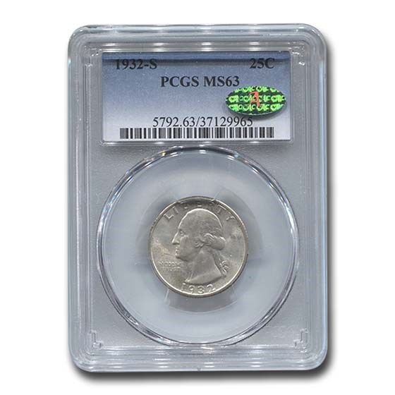 Buy 1932-S Washington Silver Quarter MS-63 PCGS CAC | APMEX