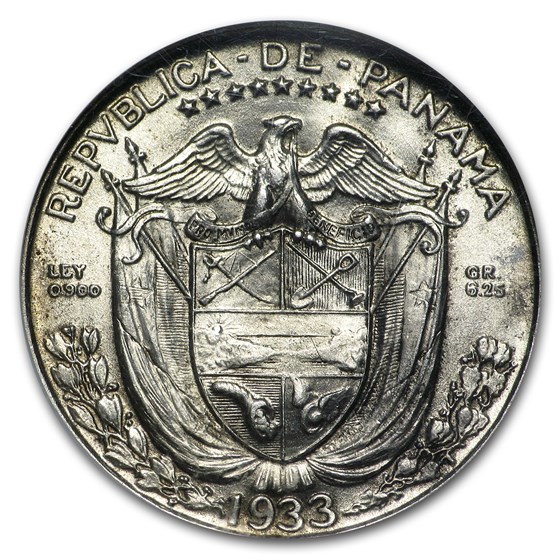 Buy 1933 Panama One Quarter Balboa MS-60 NGC | APMEX