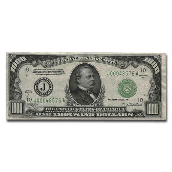 Buy 1934-A (J-Kansas City) $1,000 FRN CU-64 EPQ PMG (Fr#2212-J) | APMEX