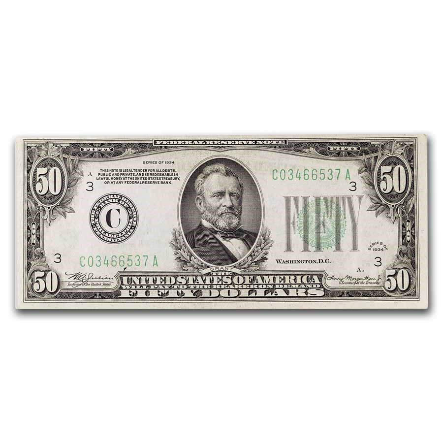 Buy 1934 (C-Philadelphia) $50 FRN AU (Fr#2102-C) | APMEX