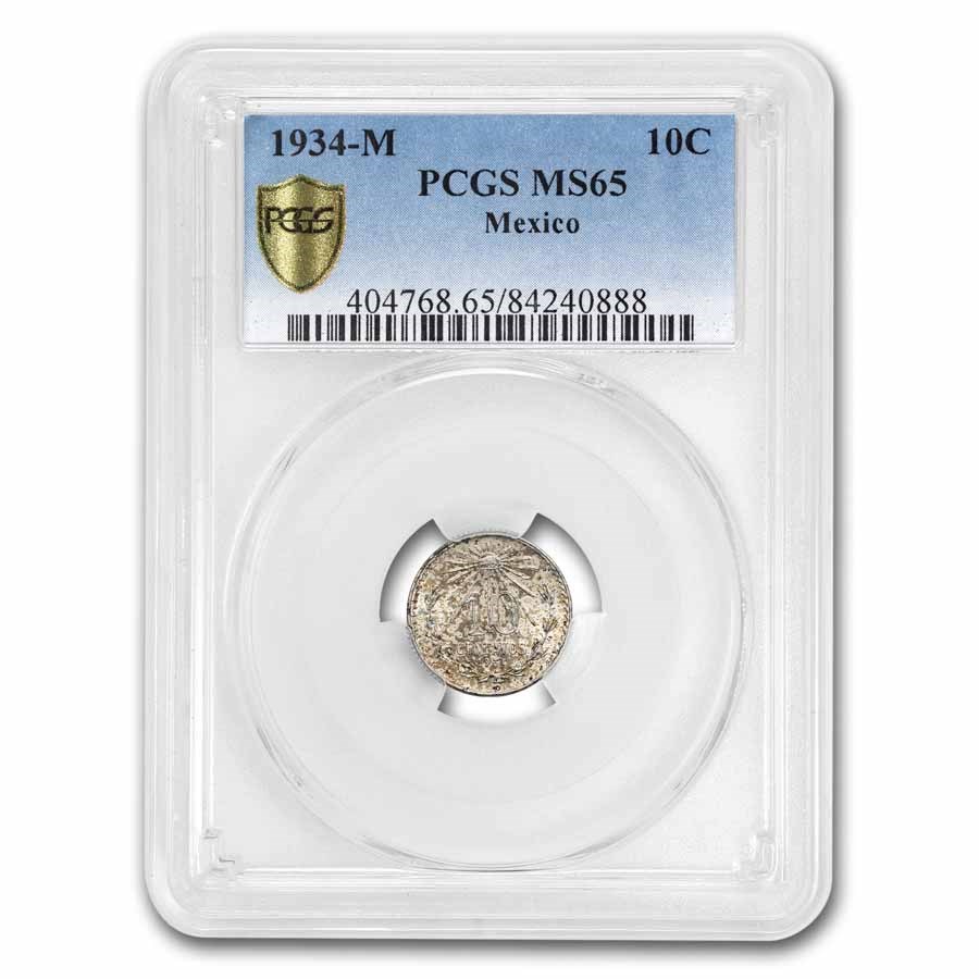 1934-M Mexico Silver 10 Centavos MS-65 PCGS
