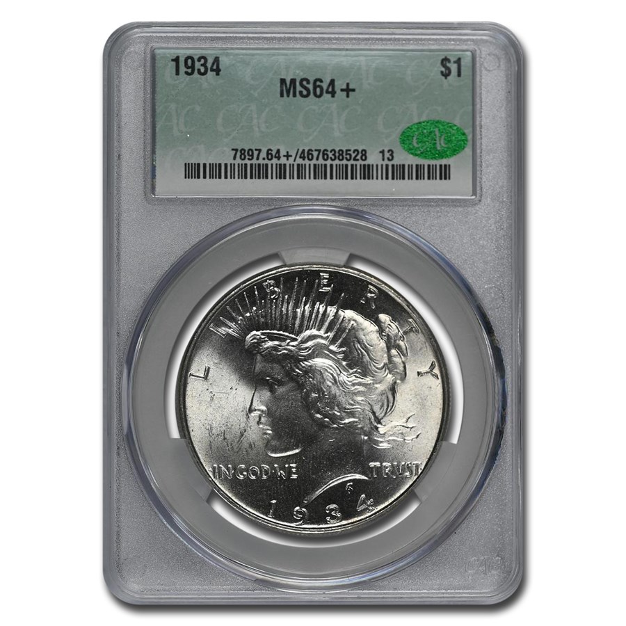 1934 Peace Dollar MS-64+ CAC