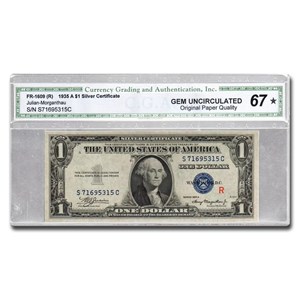 1935-A $1.00 Silver Cert CU-67 OPQ CGA (Fr#1609) R-Experimental