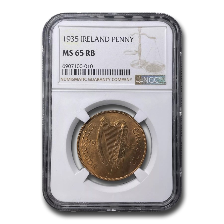 1935 Ireland Penny MS-65 NGC (Red/Brown)