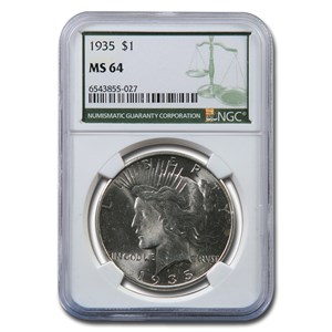 Buy 1935 Peace Dollar MS-64 NGC (Green Label) | APMEX