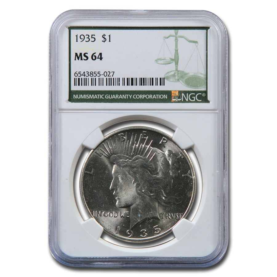 Buy 1935 Peace Dollar MS-64 NGC (Green Label) | APMEX