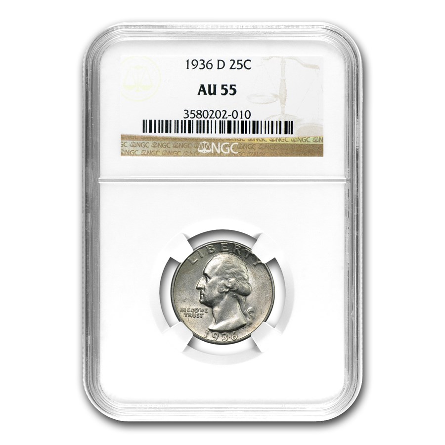 Buy 1936-D Washington Quarter AU-55 NGC | APMEX