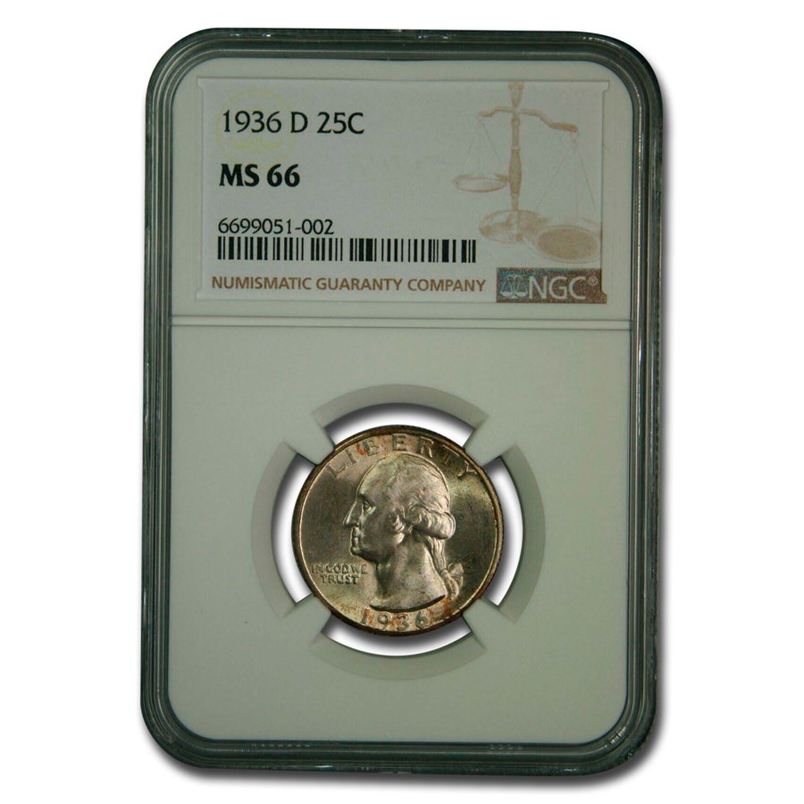 1936-D Washington Quarter MS-66 NGC