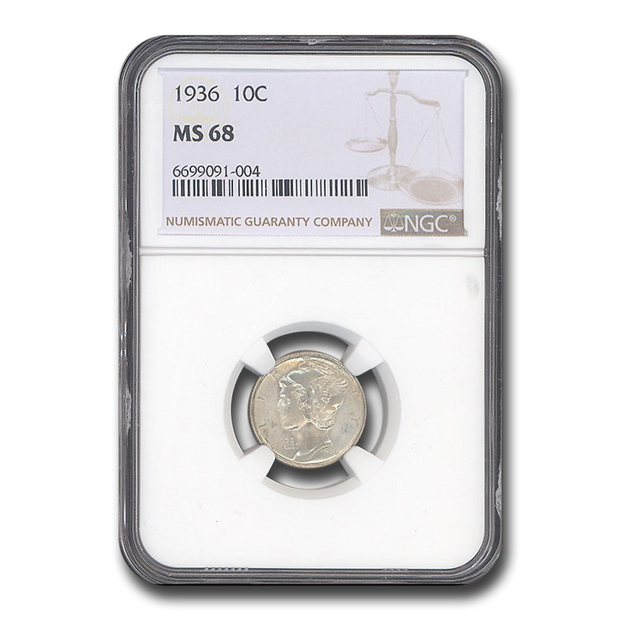 1936 Mercury Dime MS-68 NGC