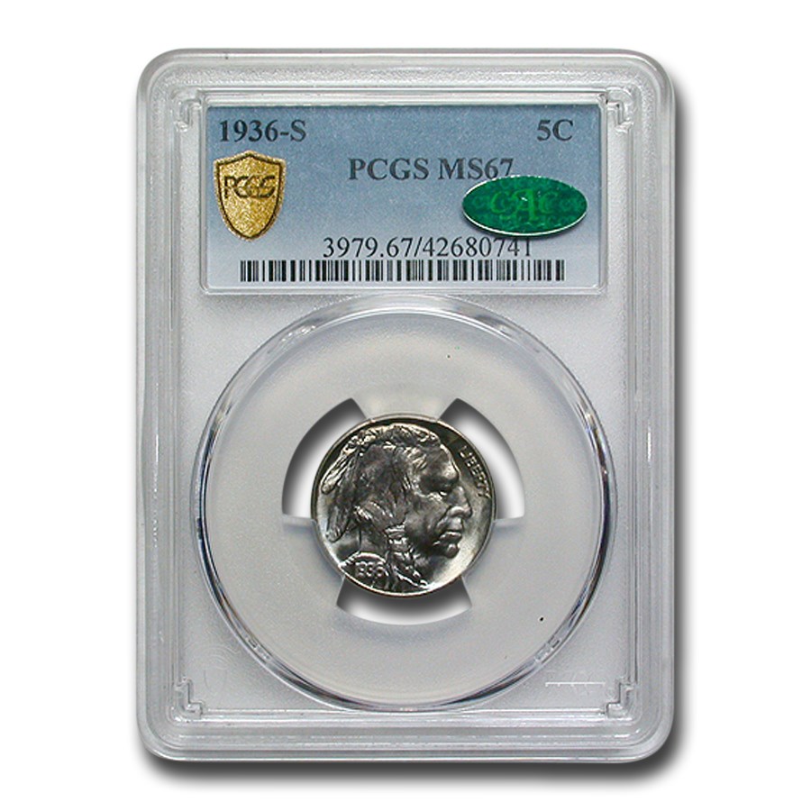 Buy 1936-S Buffalo Nickel MS-67 PCGS CAC | APMEX