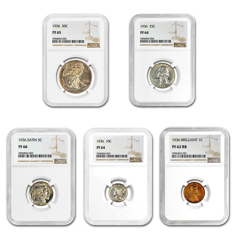Buy 1936 U.S. Proof Set PF-62/PF-64 /PF-65/PF-66 NGC | APMEX
