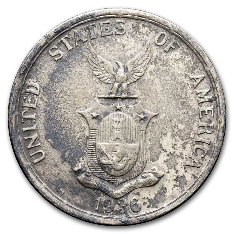 APMEX - 1936 US Admin Philippines Silver Peso (Manila Bay Treasure)