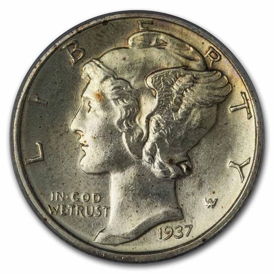 Buy 1937-D Mercury Dime MS-64 PCGS (Full Split Bands) | APMEX