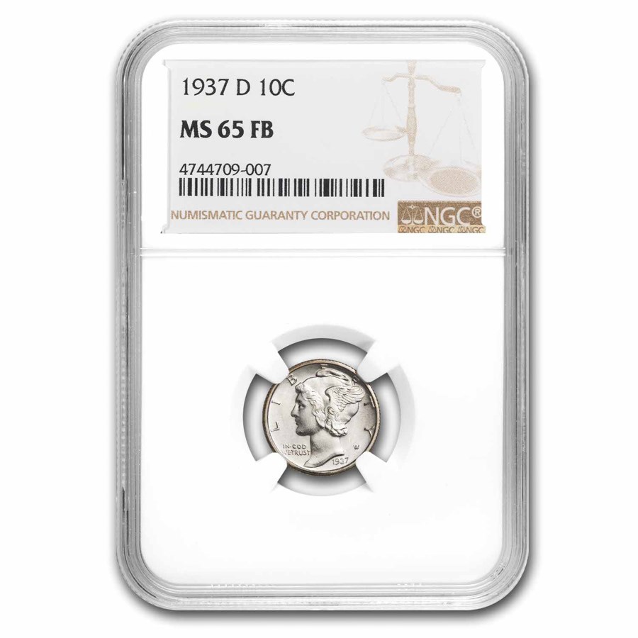 Buy 1937-D Mercury Dime MS-65 NGC (FB) | APMEX