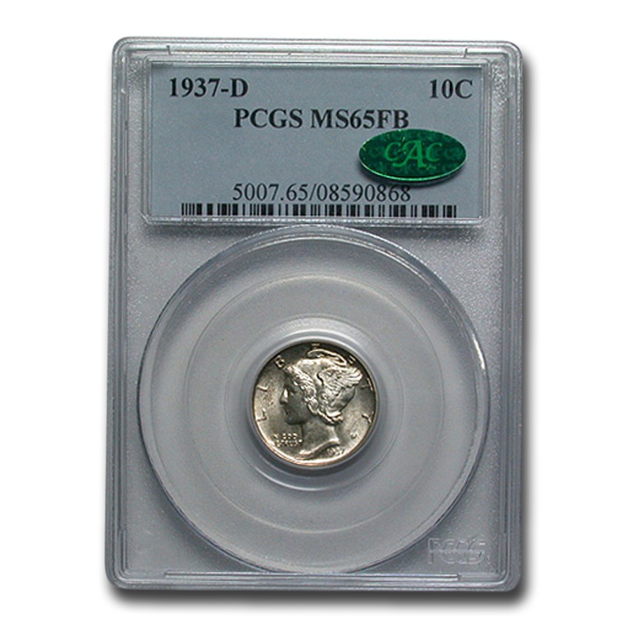 Buy 1937-D Mercury Dime MS-65 PCGS CAC (FB) | APMEX